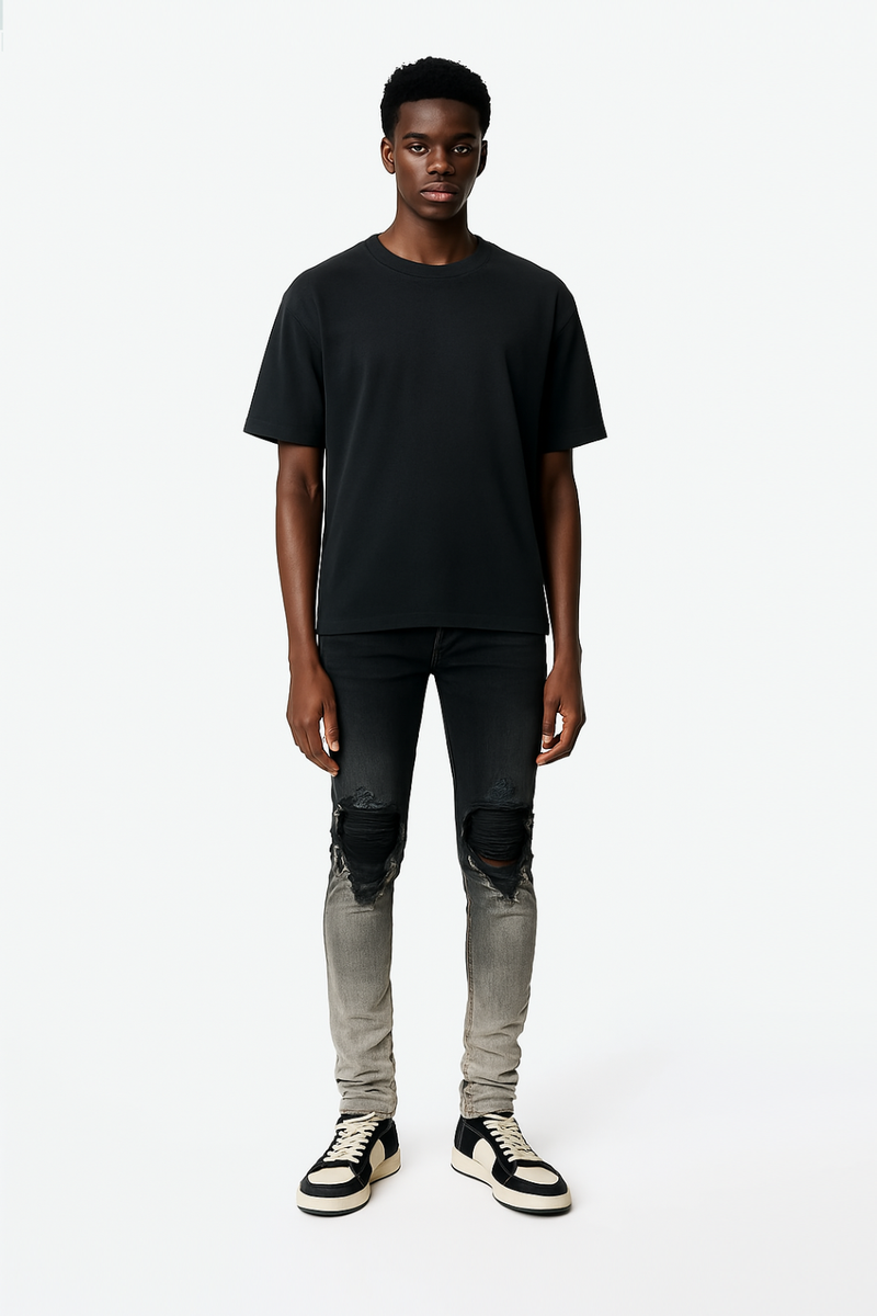 Repaired Panelled Dip Fade Jean - Black – SAINT JAXON